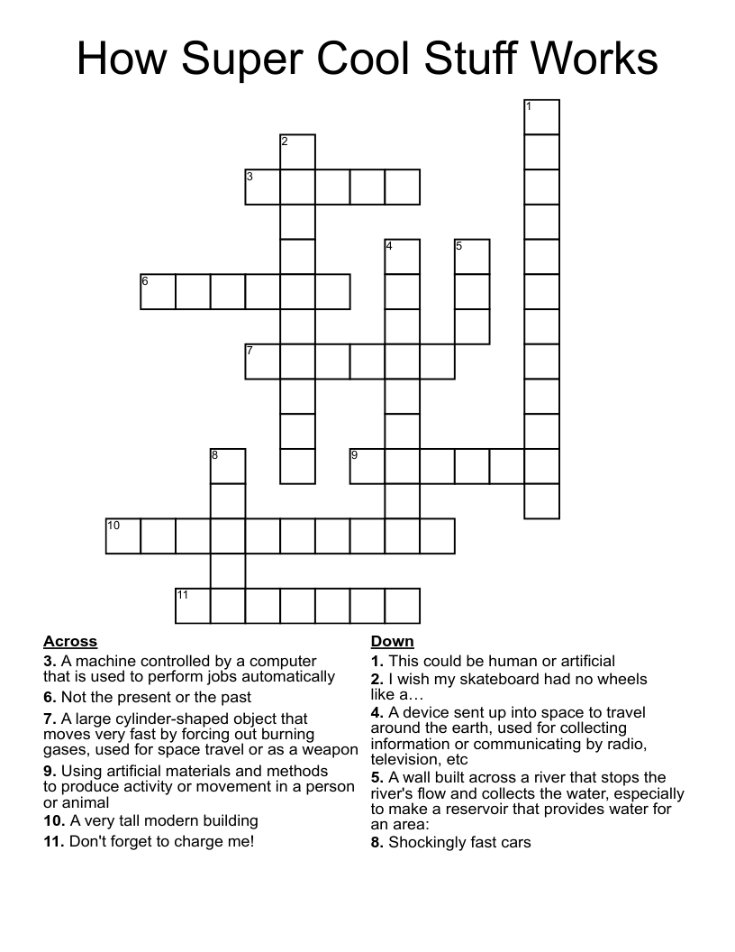 How Super Cool Stuff Works Crossword - WordMint