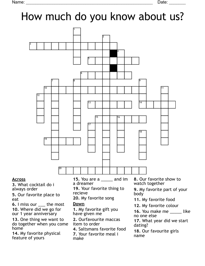 How much do you know about us? Crossword - WordMint