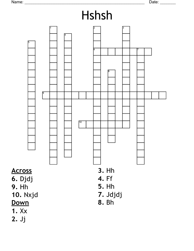 Hshsh Crossword - WordMint