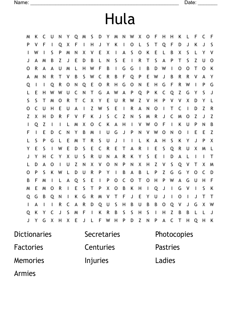 Hula Word Search - WordMint