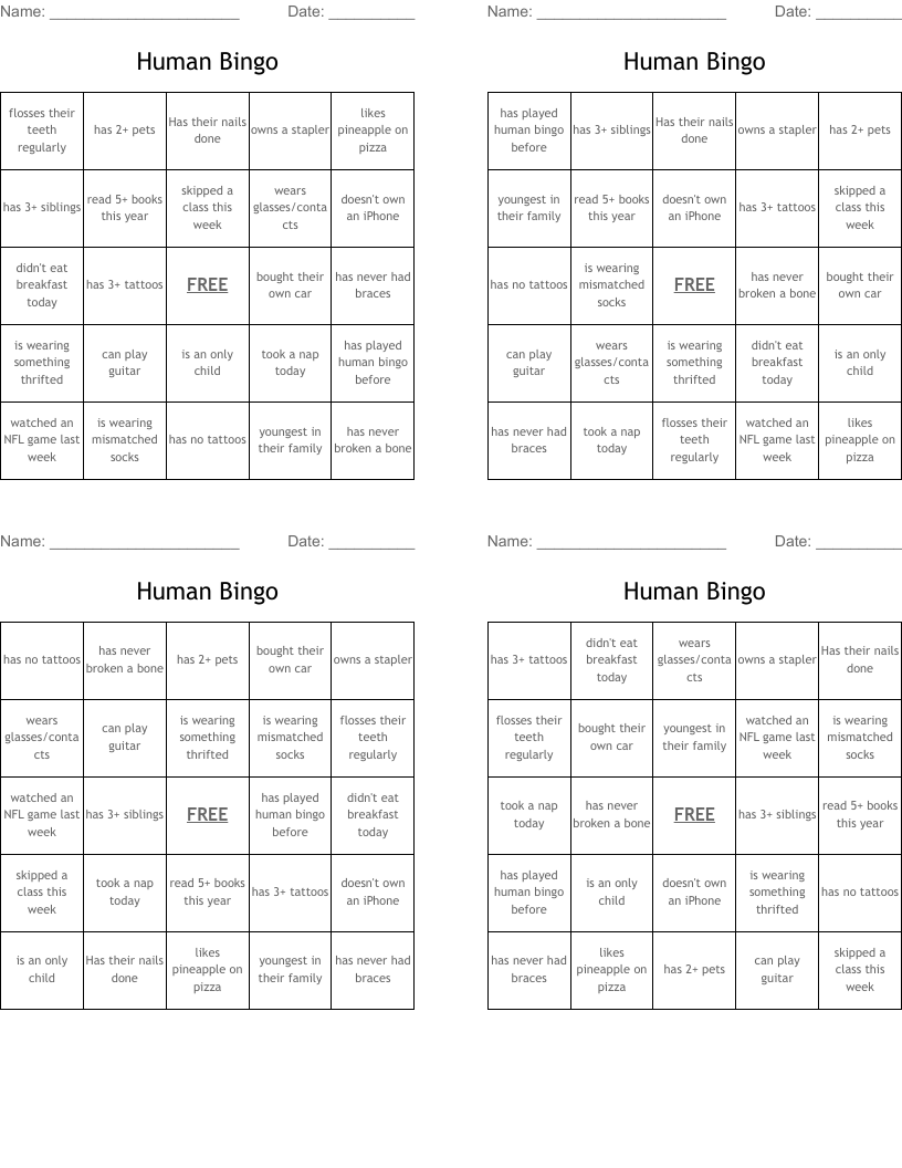 Get To Know You Bingo WordMint