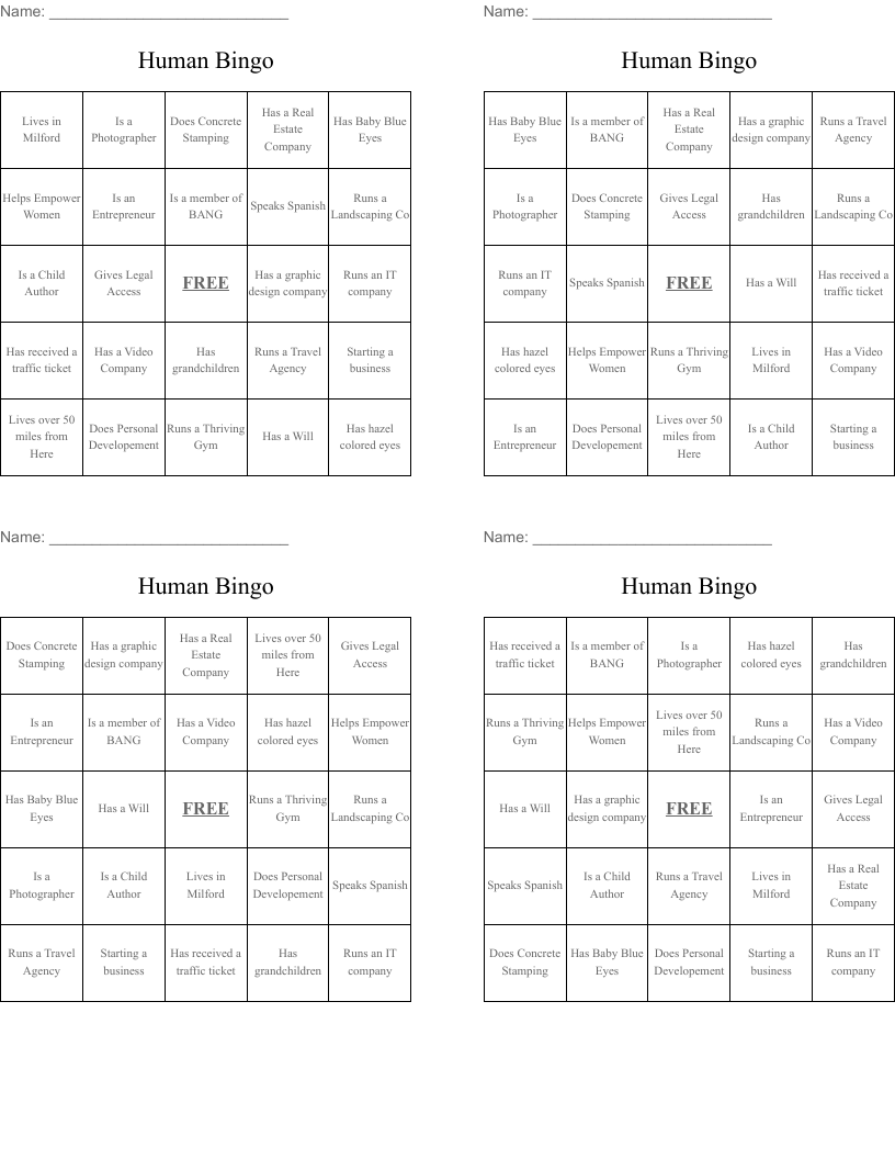 Human Bingo - WordMint