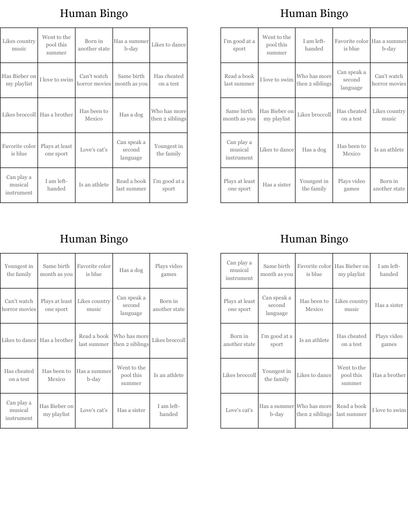Human Bingo - WordMint