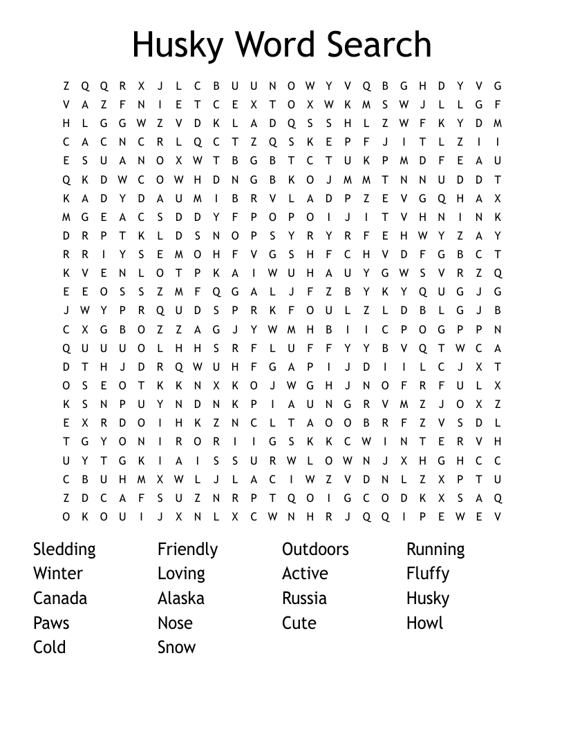 Husky Word Search - WordMint