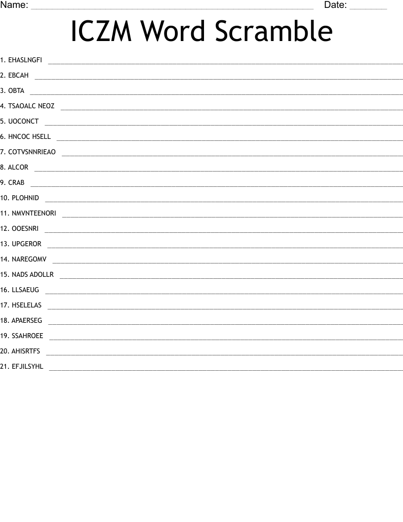 ICZM Word Scramble - WordMint