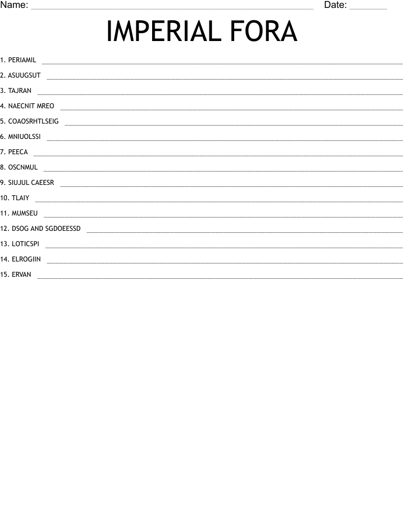 IMPERIAL FORA Word Scramble - WordMint