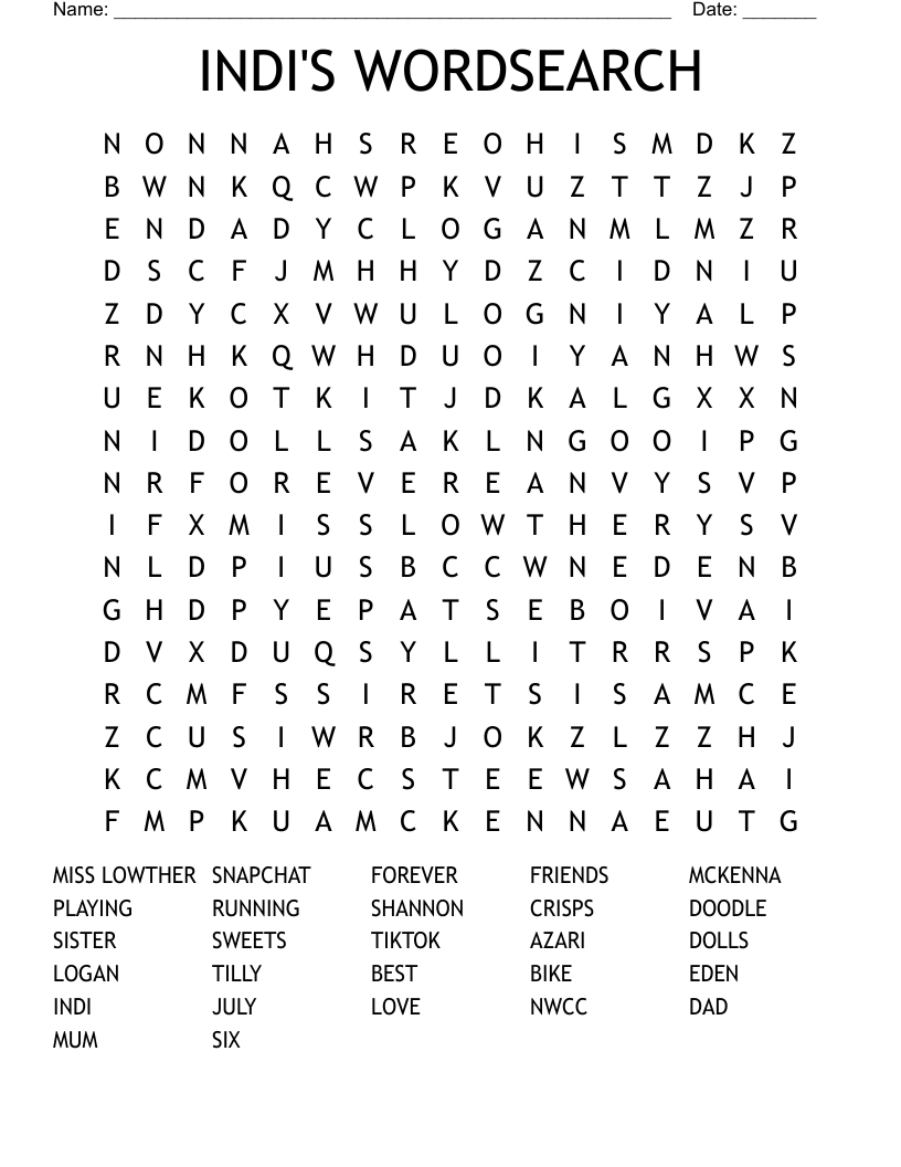 INDI'S WORDSEARCH - WordMint