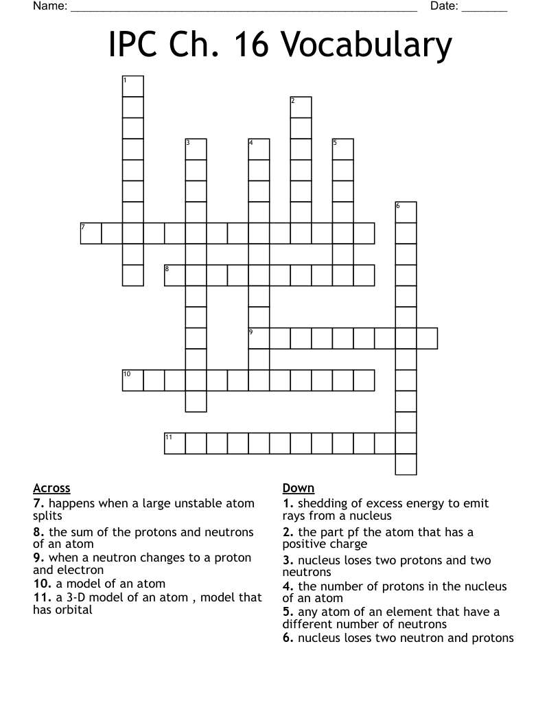 IPC Ch. 16 Vocabulary Crossword - WordMint