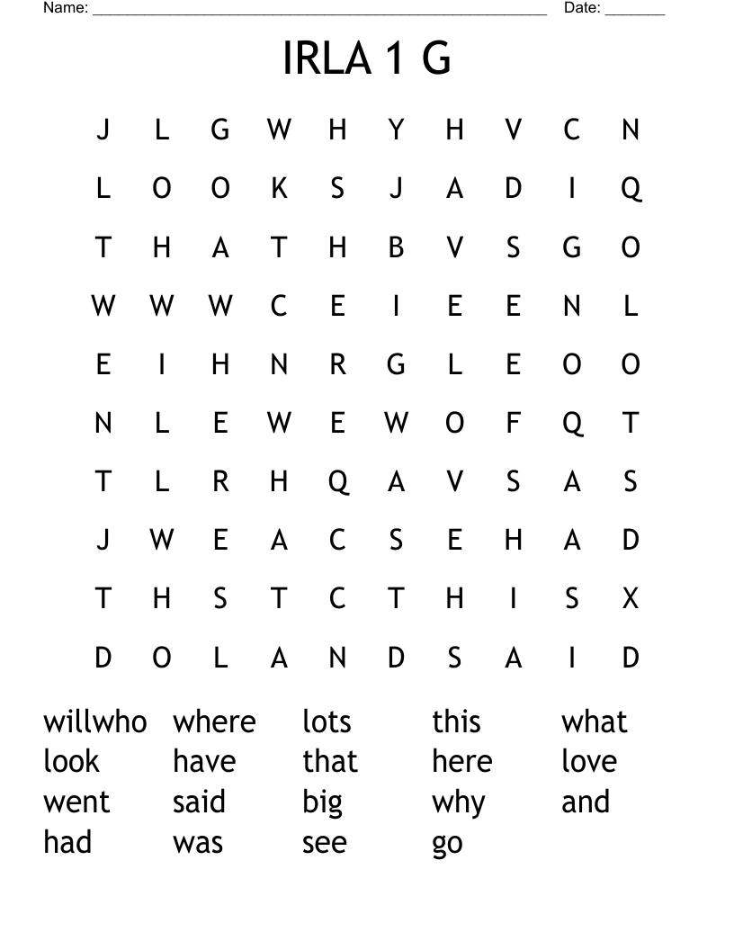 IRLA 1 G Word Search - WordMint
