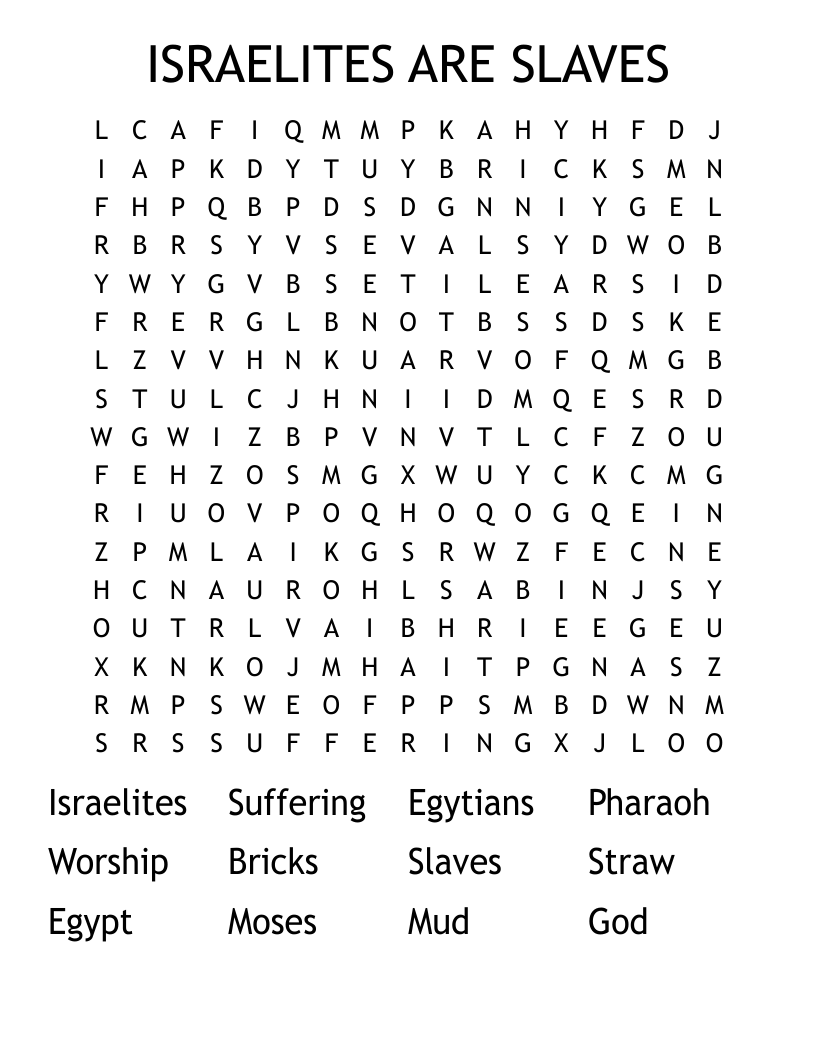 ISRAELITES ARE SLAVES Word Search - WordMint