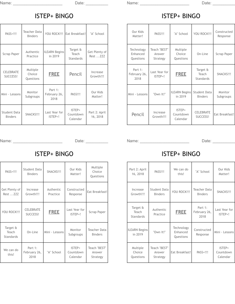 ISTEP+ BINGO - WordMint