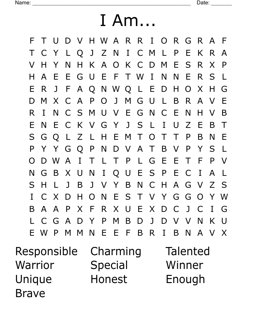 I Am... Word Search - WordMint