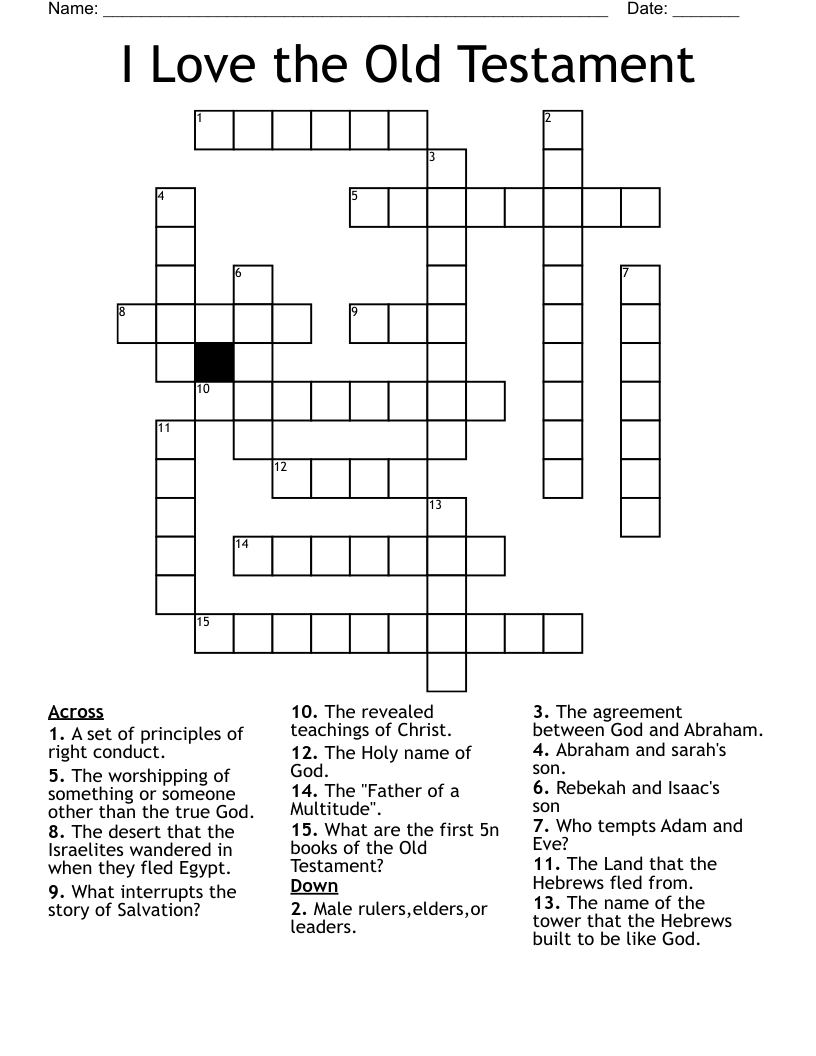 I Love the Old Testament Crossword - WordMint