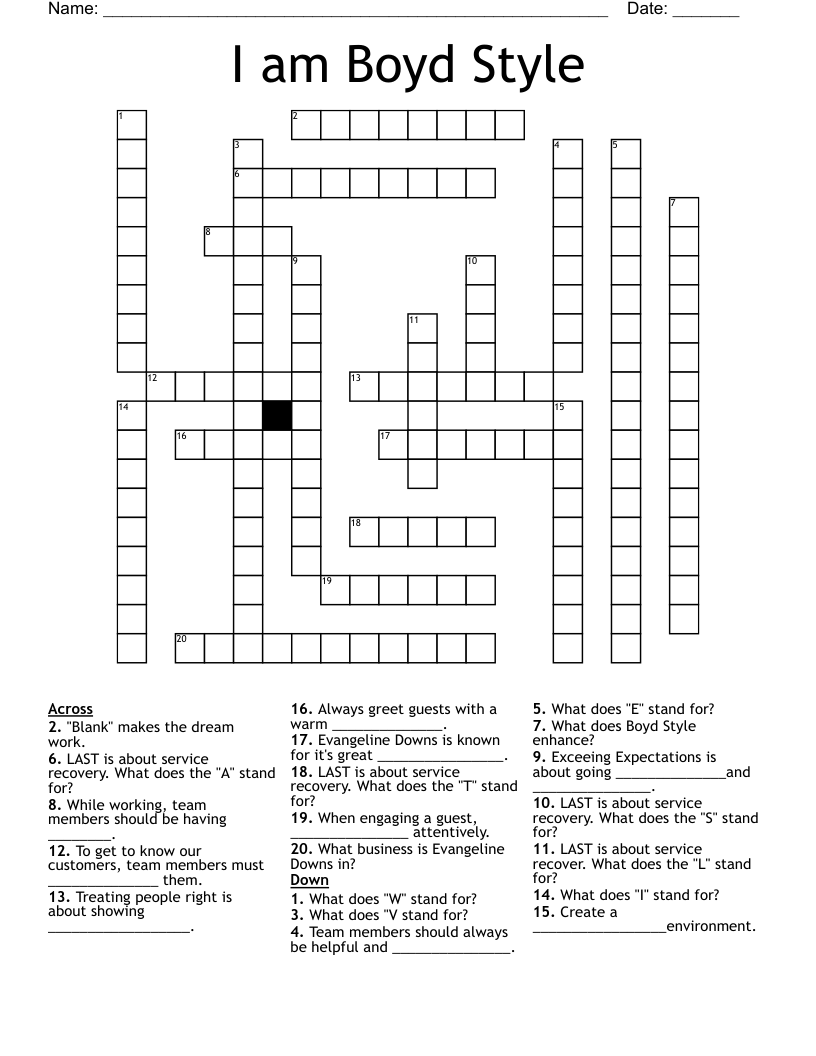 I Am Boyd Style Crossword WordMint