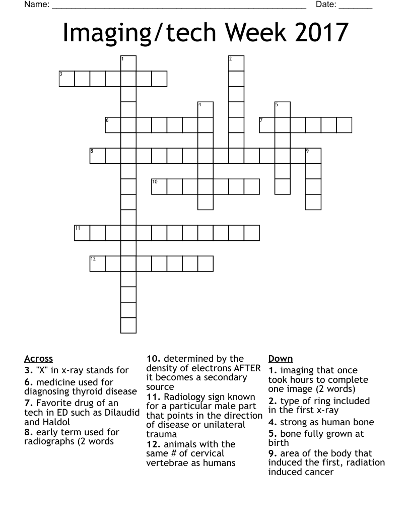 Imaging/tech Week 2017 Crossword - WordMint