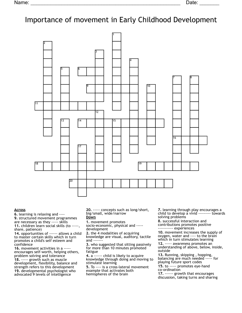 Importance Of Movement In Early Childhood Development Crossword WordMint importance-of-movement-in-early-childhood-development-crossword-wordmint
