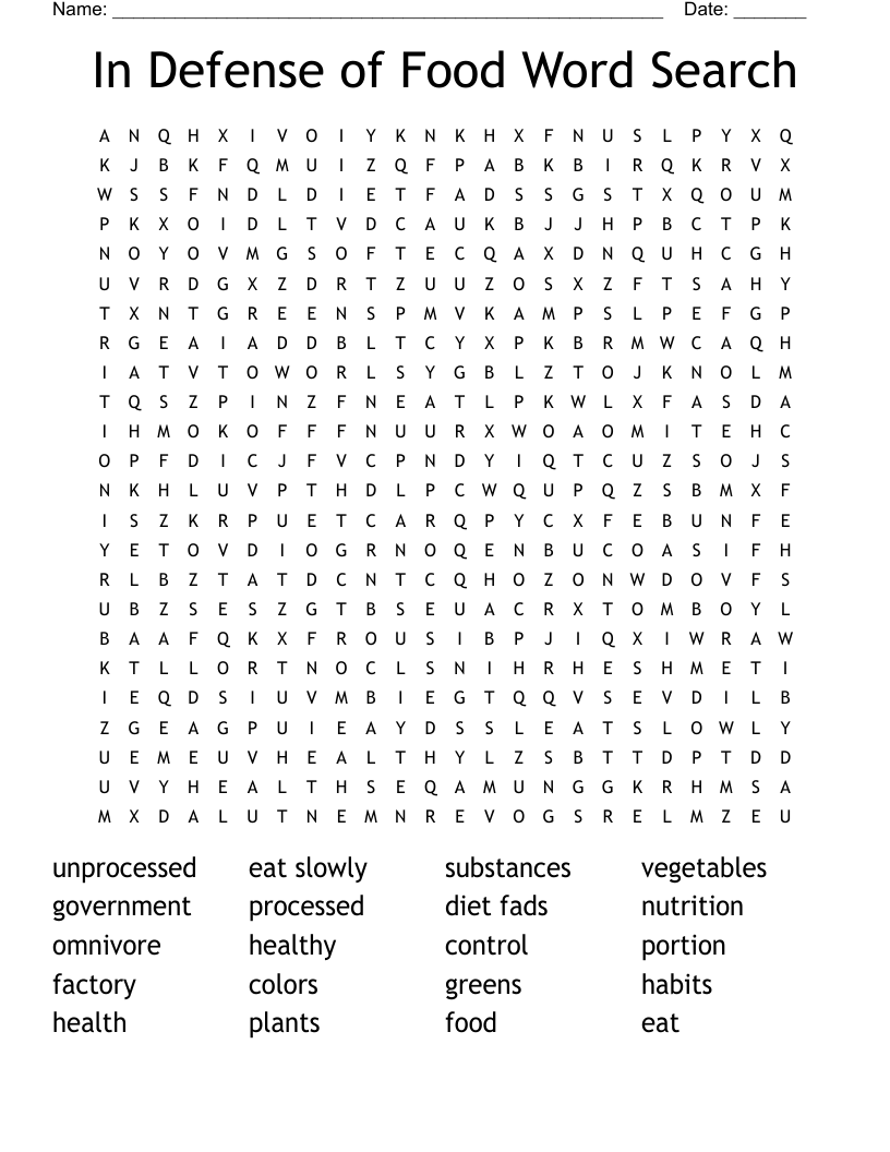 In Defense Of Food Word Search WordMint in-defense-of-food-word-search-wordmint
