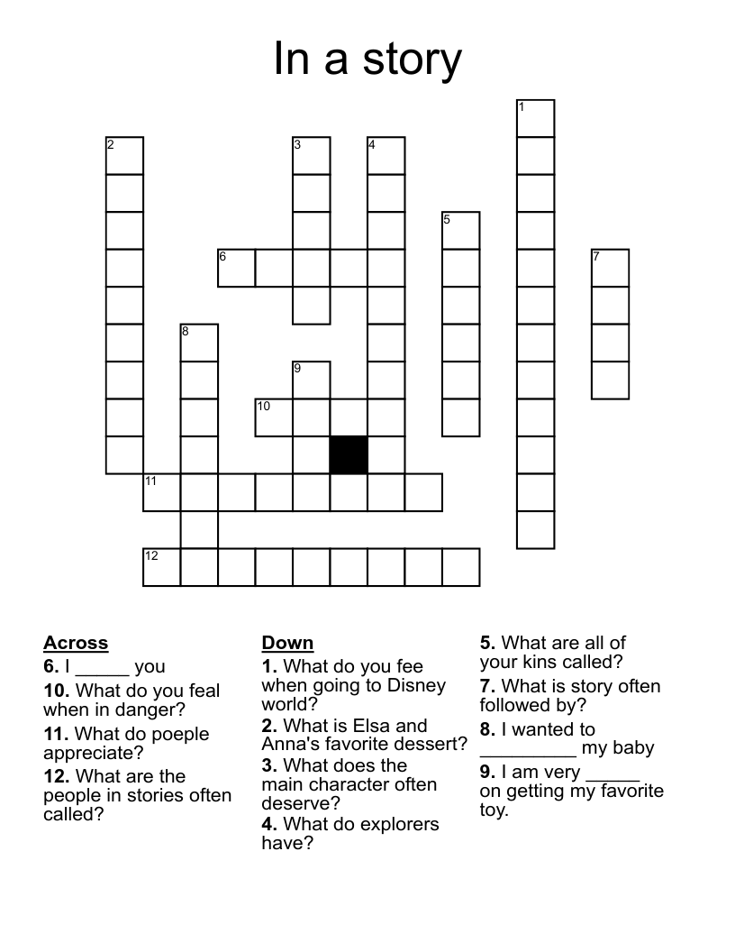 In A Story Crossword WordMint