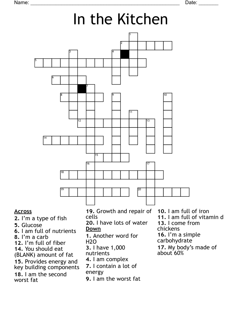 In the Kitchen Crossword - WordMint