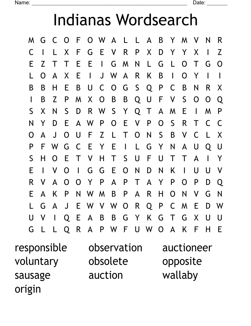 Indianas Wordsearch - WordMint