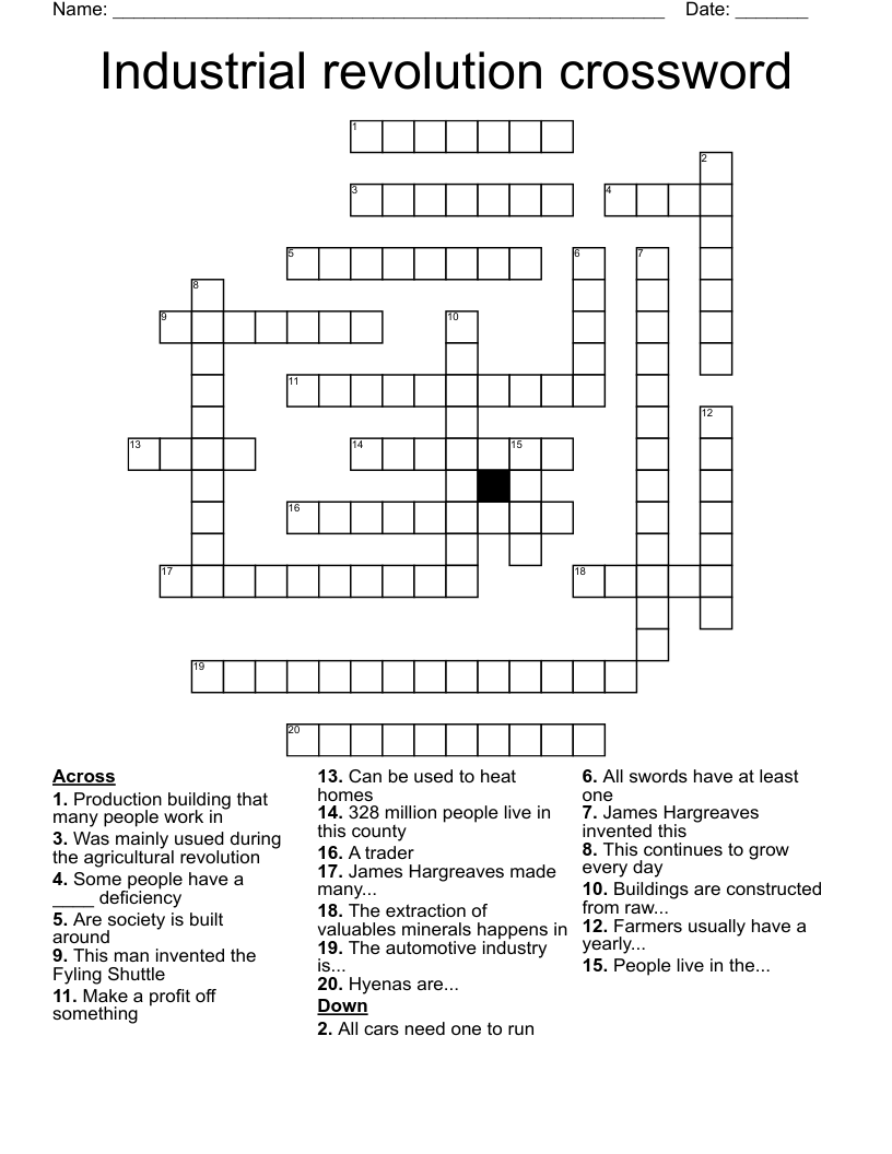 Industrial revolution crossword - WordMint