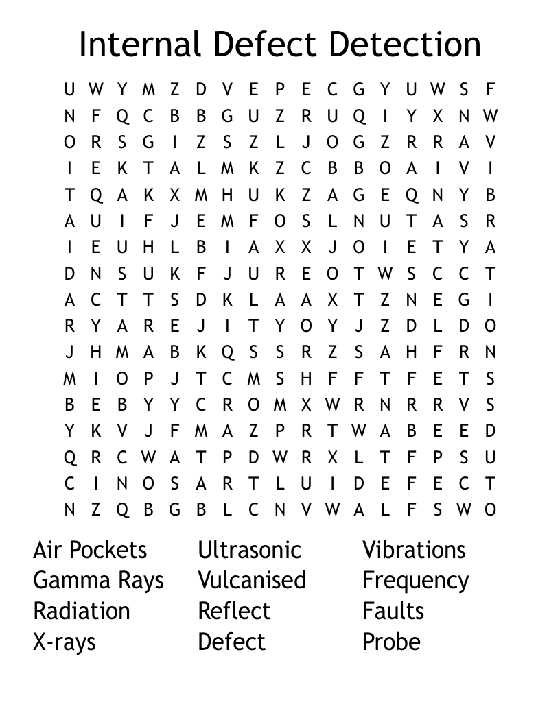 Internal Defect Detection Word Search - WordMint