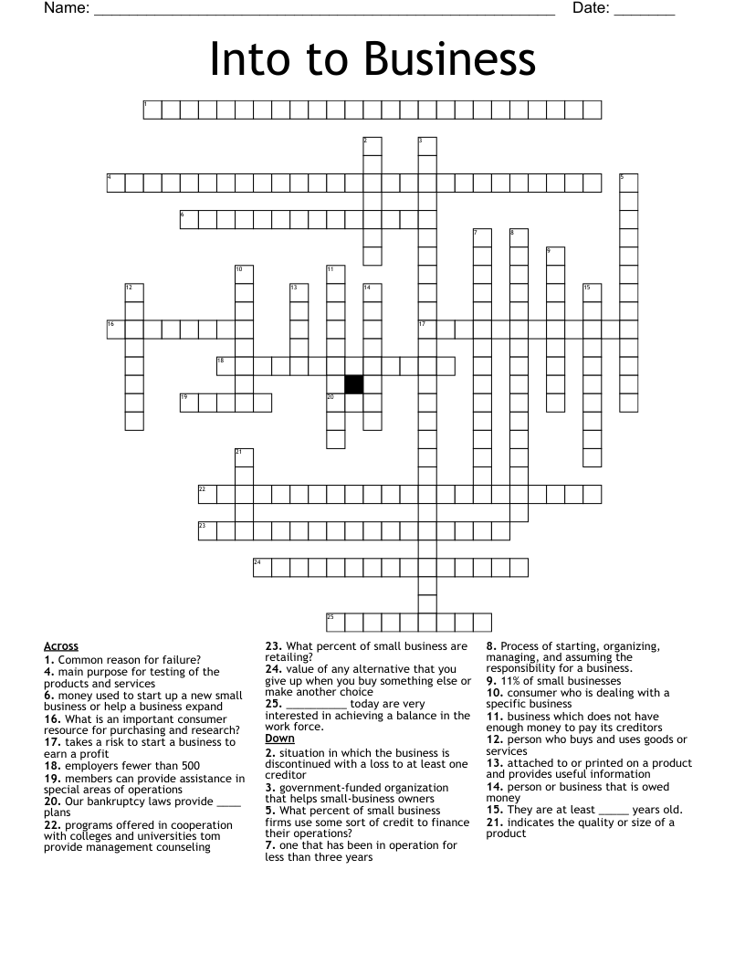 Into to Business Crossword - WordMint