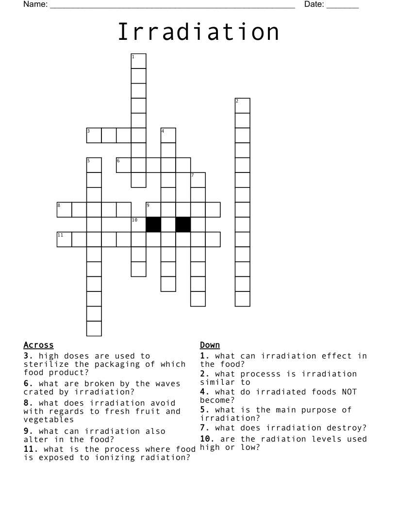 Irradiation Crossword - WordMint