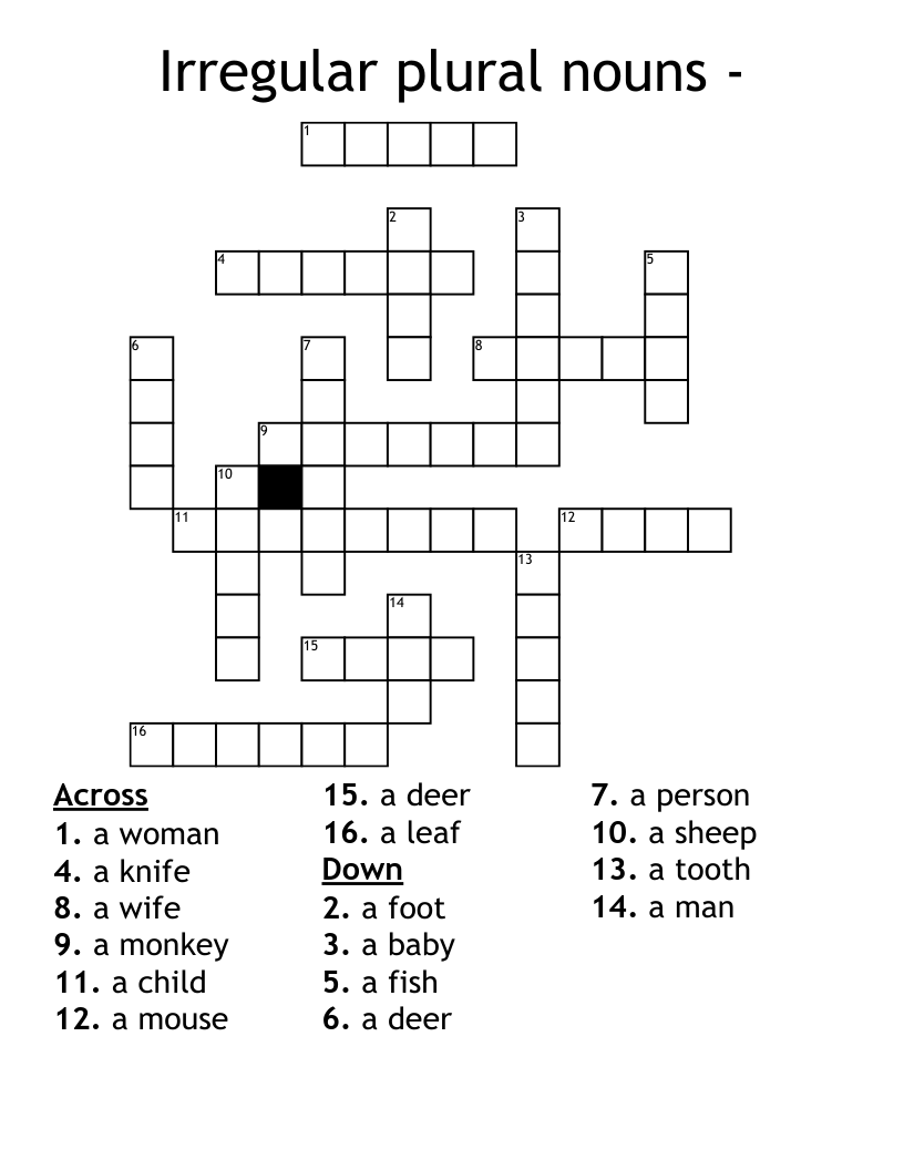IRREGULAR PLURALS Word Search WordMint