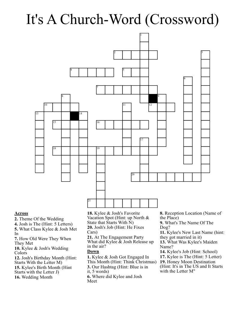 It s A Church Word Crossword WordMint