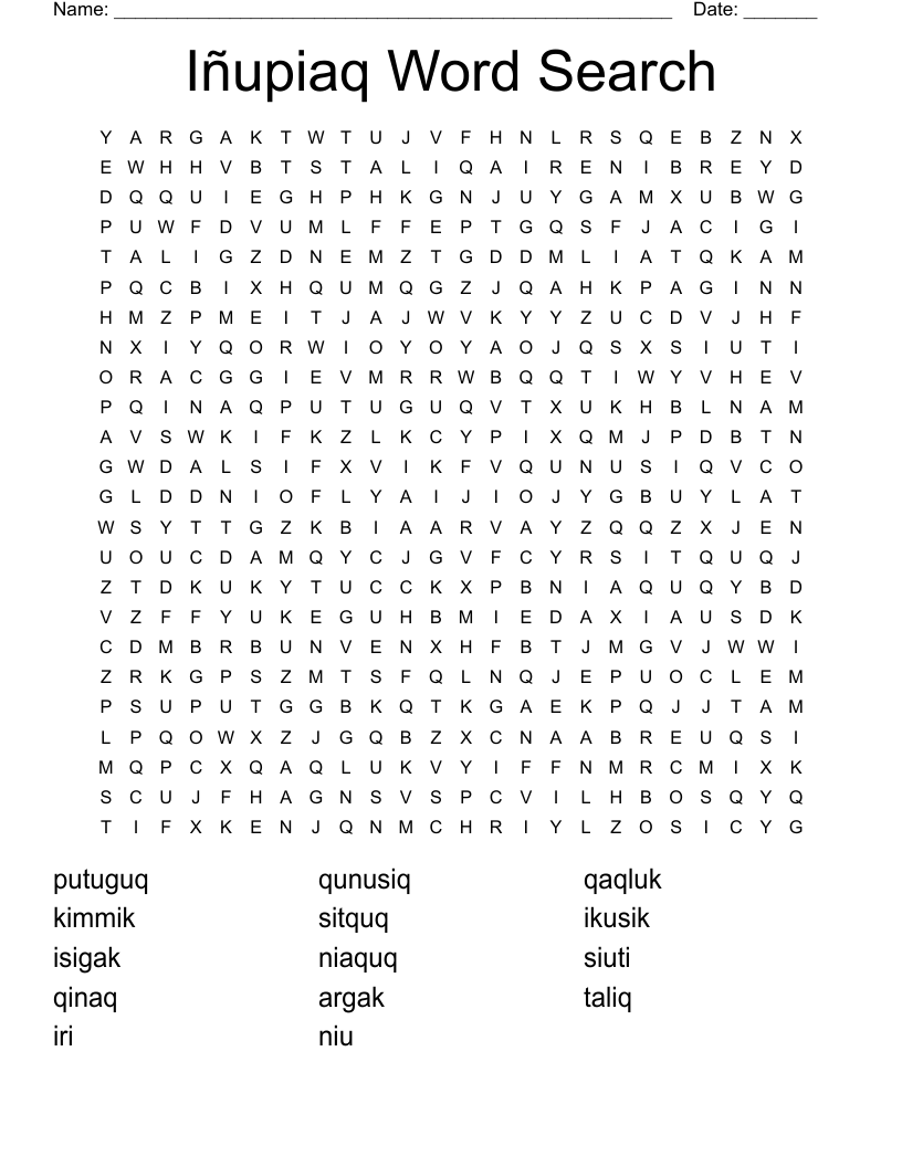Iñupiaq Word Search - WordMint
