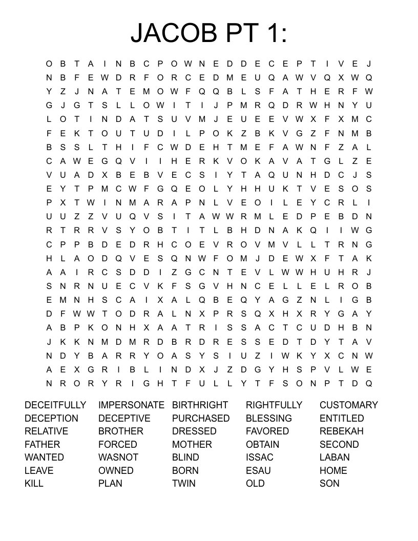 JACOB PT 1: Word Search - WordMint
