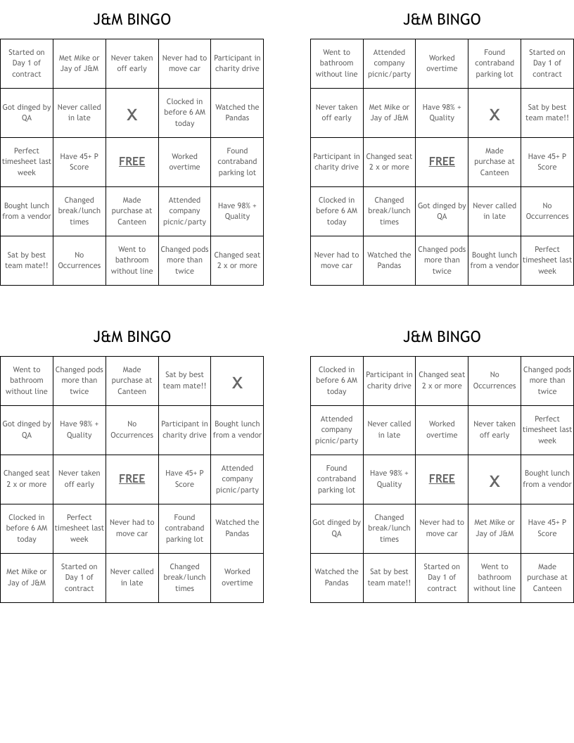 J&M BINGO - WordMint