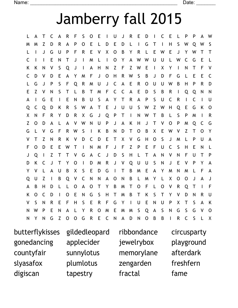 Jamberry fall 2015 Word Search - WordMint