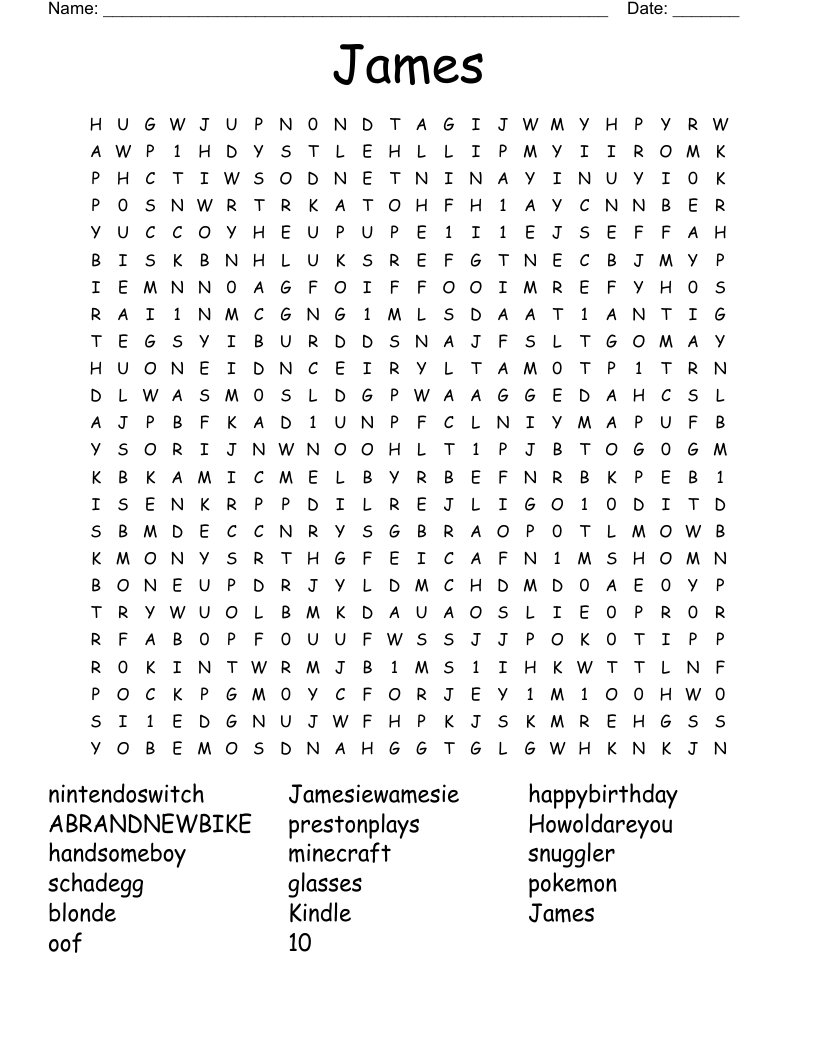 James Word Search - WordMint