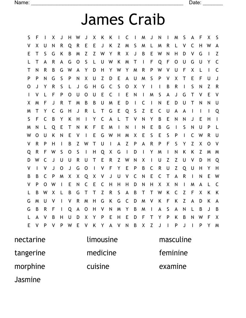 James Craib Word Search - WordMint