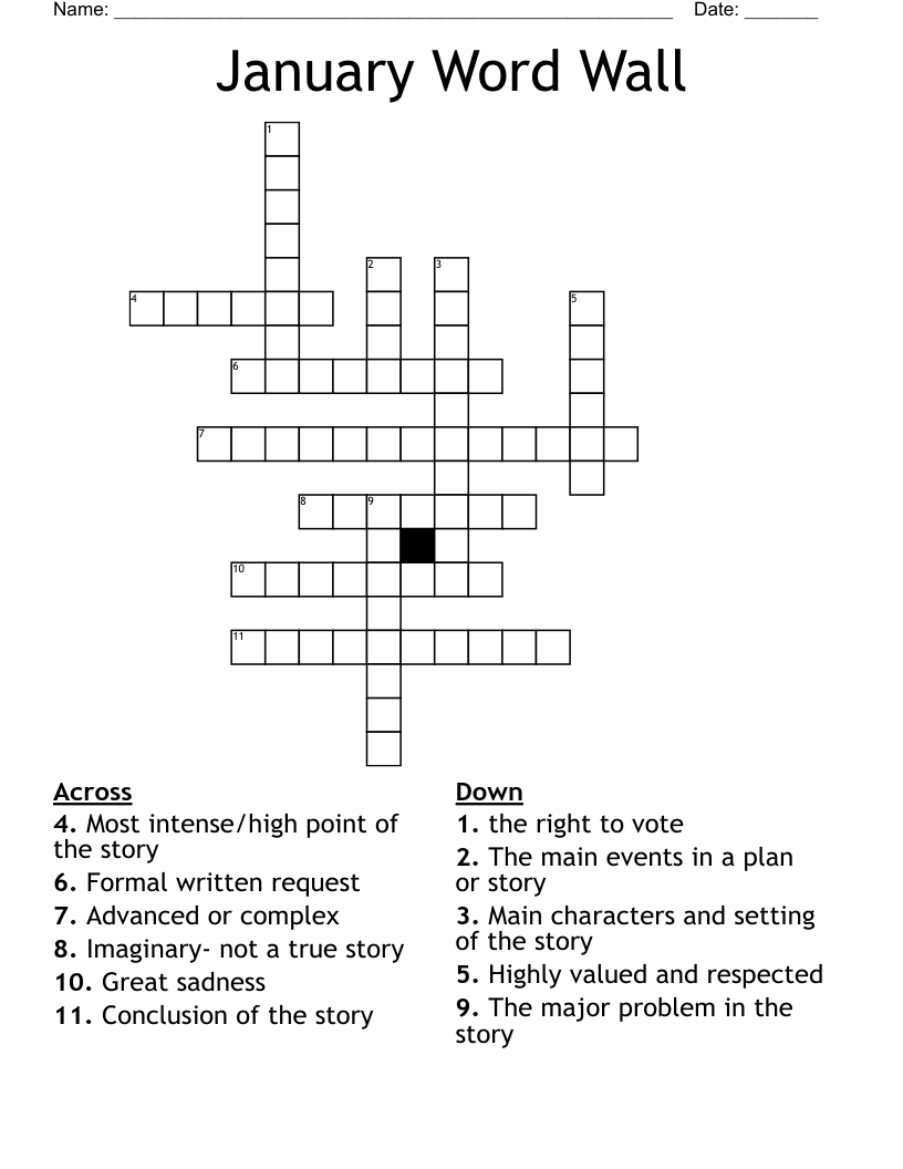 January Word Wall Crossword - WordMint