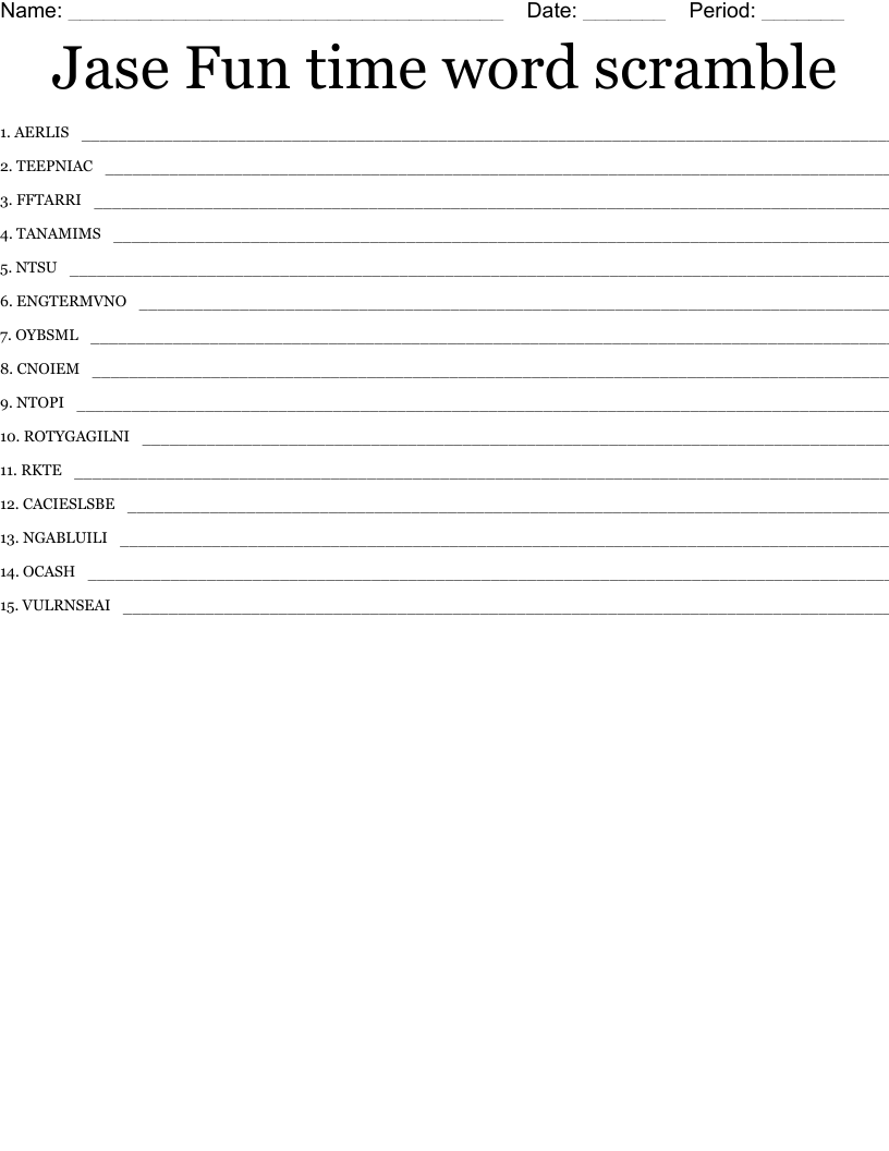Jase Fun time word scramble - WordMint