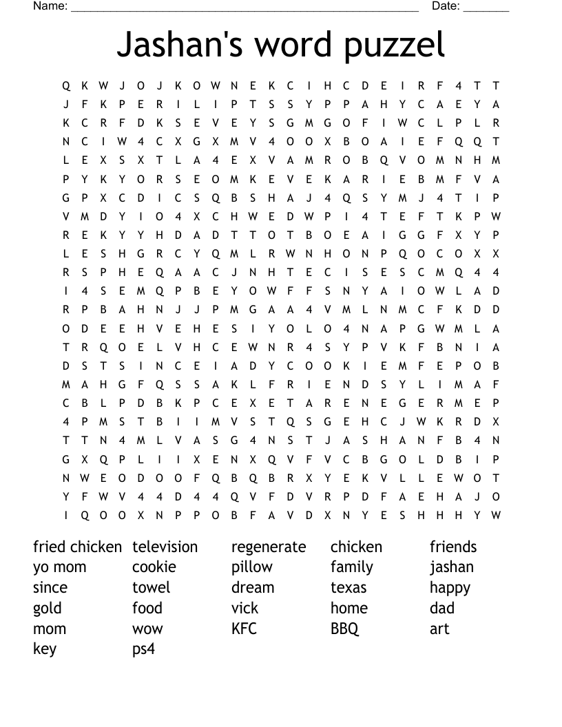 Jashan's word puzzel Word Search - WordMint