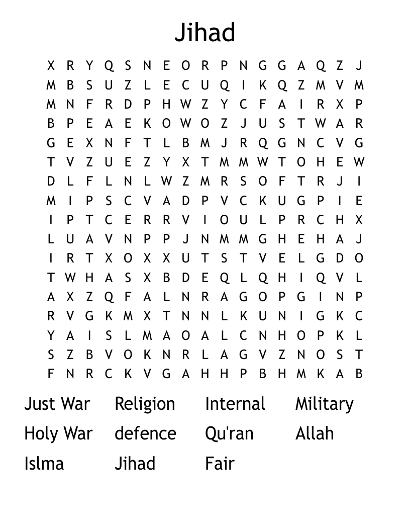 Jihad Word Search - WordMint