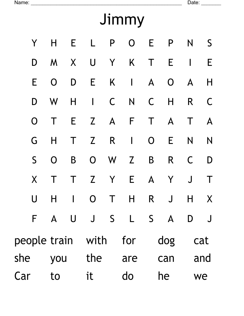Jimmy Word Search - WordMint