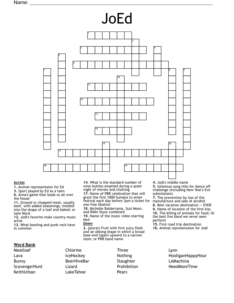 JoEd Crossword - WordMint