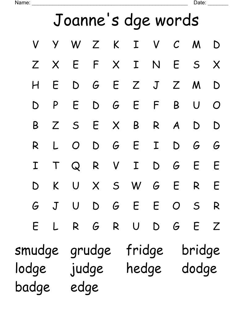 Dge Words Word Search WordMint