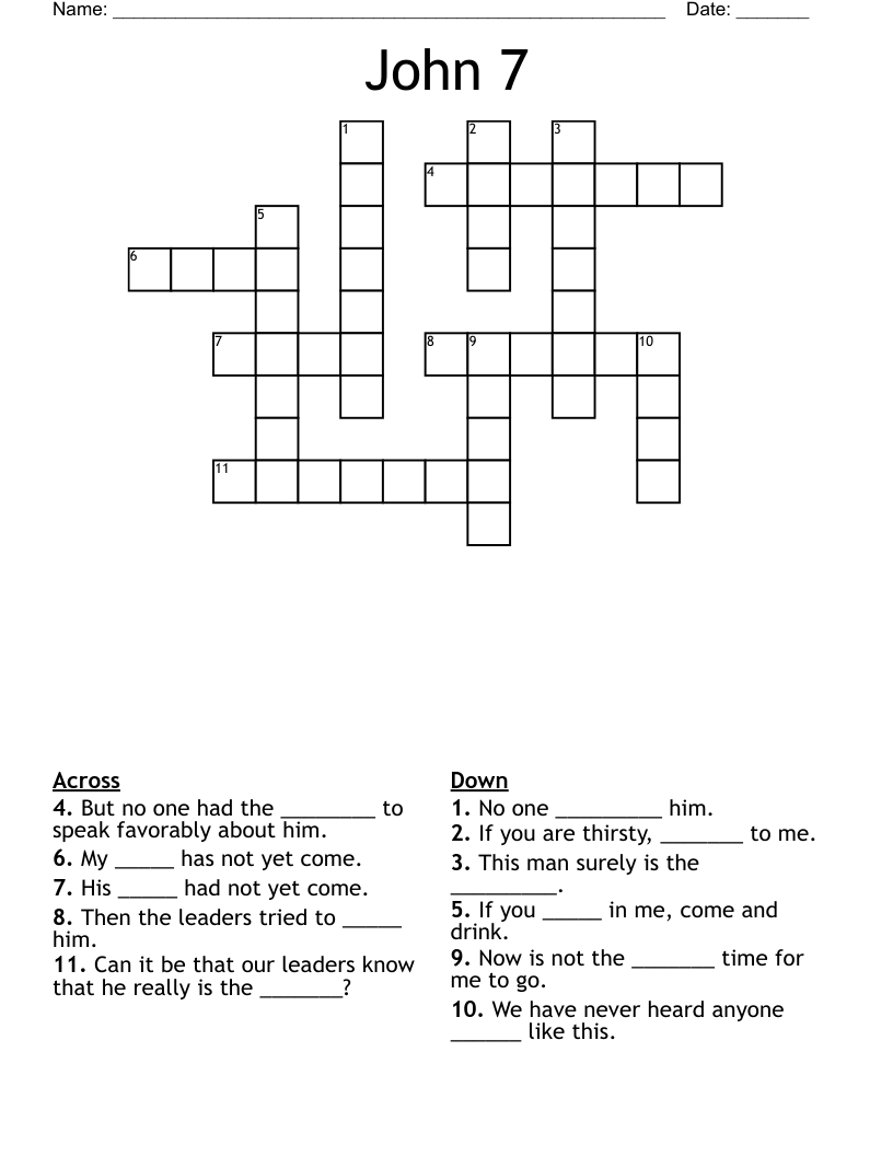 John 7 Crossword WordMint