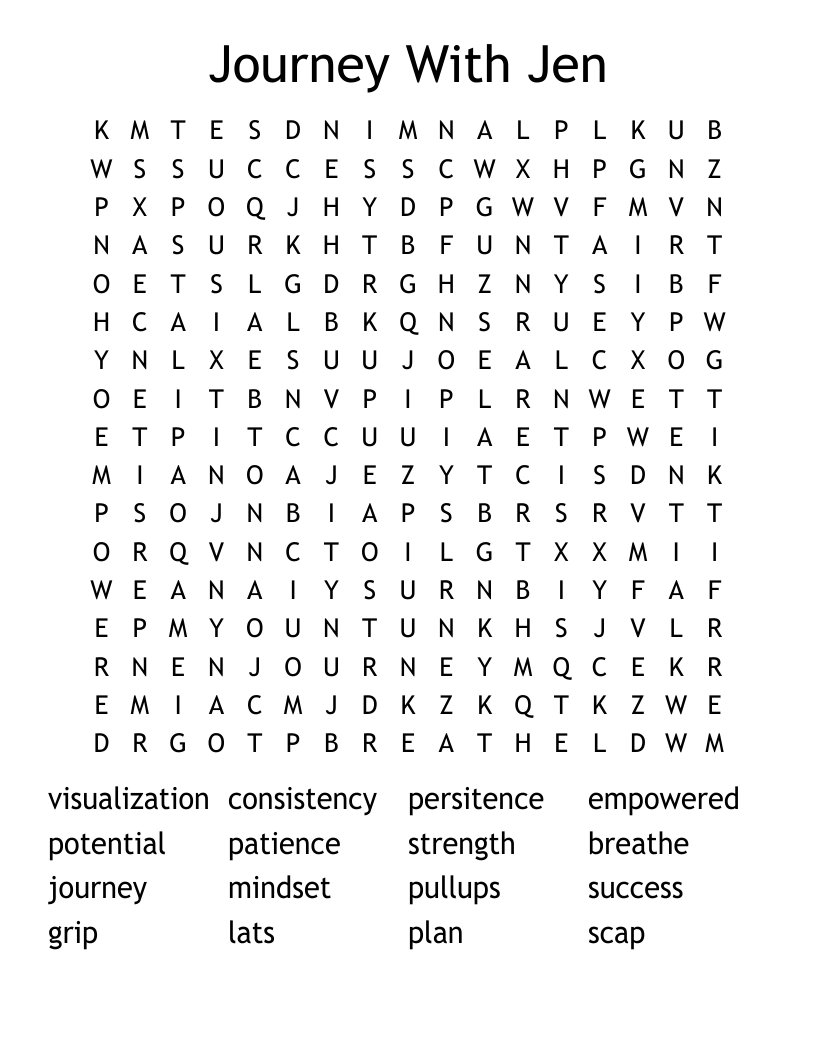 Journey With Jen Word Search - WordMint