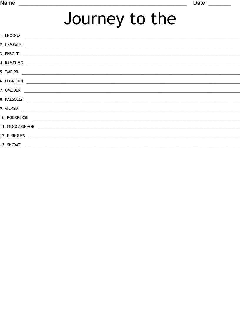 Journey to the Word Scramble - WordMint