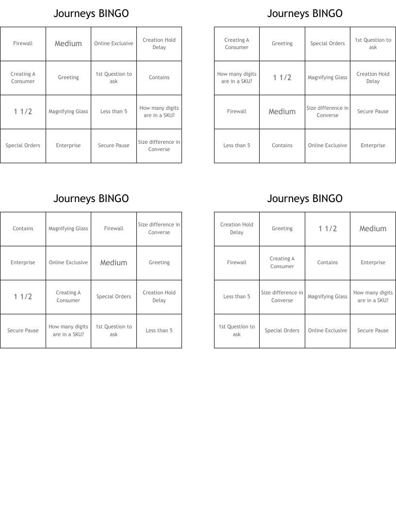 Journeys BINGO - WordMint