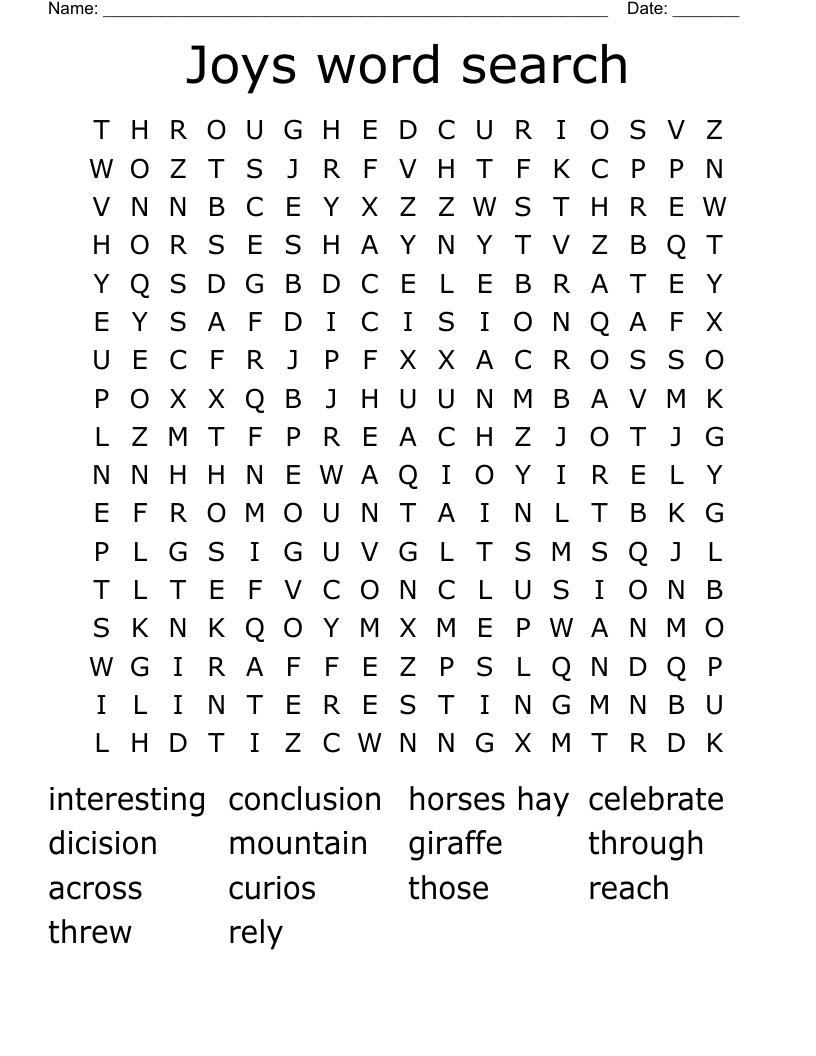 Joys word search - WordMint