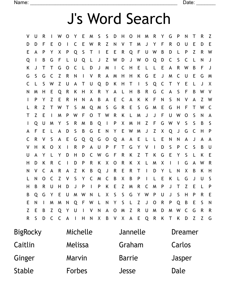 J's Word Search - WordMint