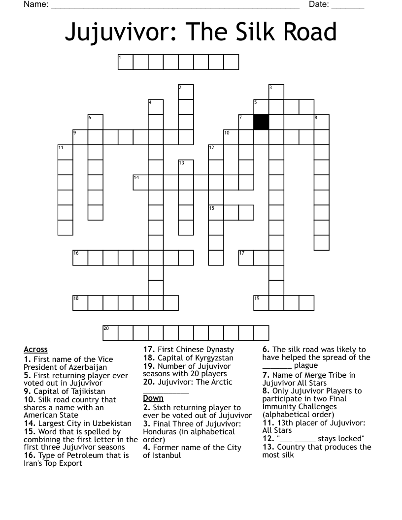 Jujuvivor: The Silk Road Crossword - WordMint